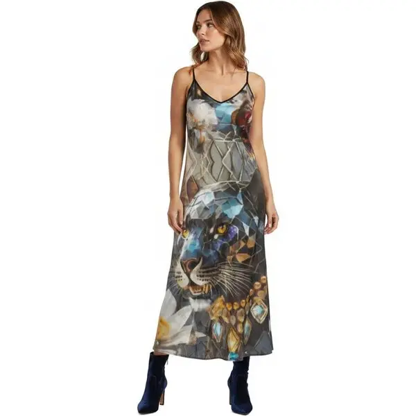 LUNAVERSOUL Dusk's Crystal Panther Guardian Slip Dress - Multicolor