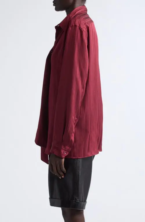 Saint Laurent Satin Stripe Tie Neck Shirt
