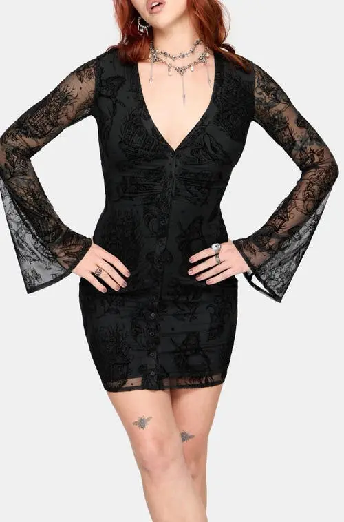 DISTURBIA Hexborn Baba Yaga Flocked Mini Dress