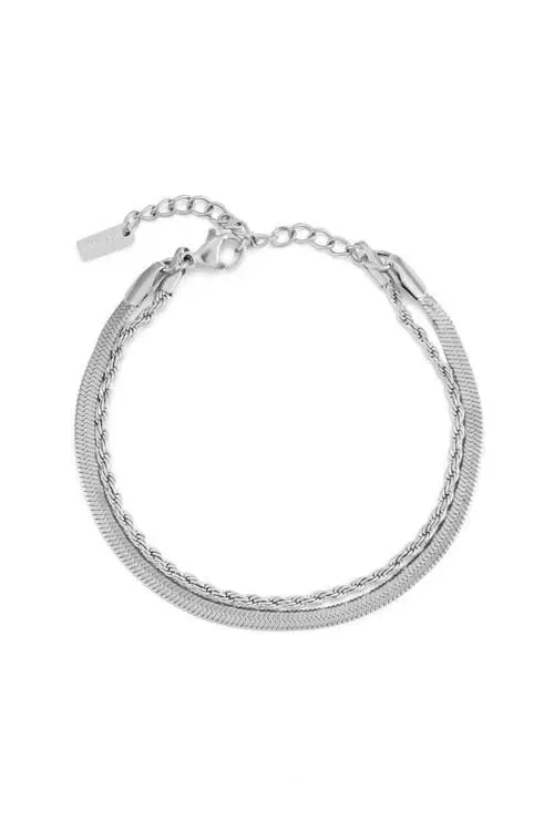 ATOLEA Ios" Layered Bracelets - Silver