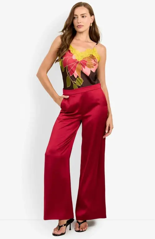 Trina Turk Amoira Floral Lace Trim V-neck Cami Top - Sera
