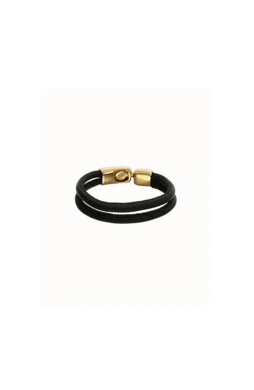 UNODE50 Black Leather Bracelet With Closure