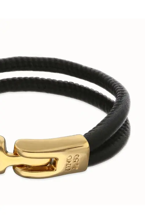 UNODE50 Black Leather Bracelet With Closure