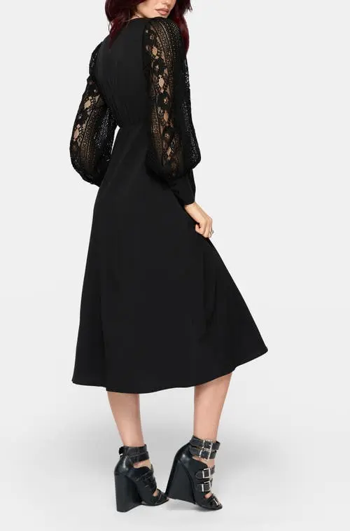 DISTURBIA Covenant Midi Dress With Lace Sleeves