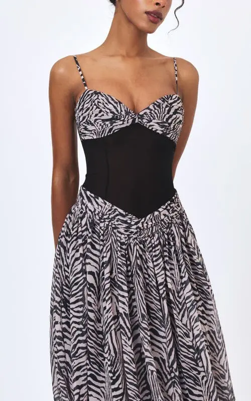 MISS CIRCLE NEW YORK Chiffon Maxi Dress - Zebra Print