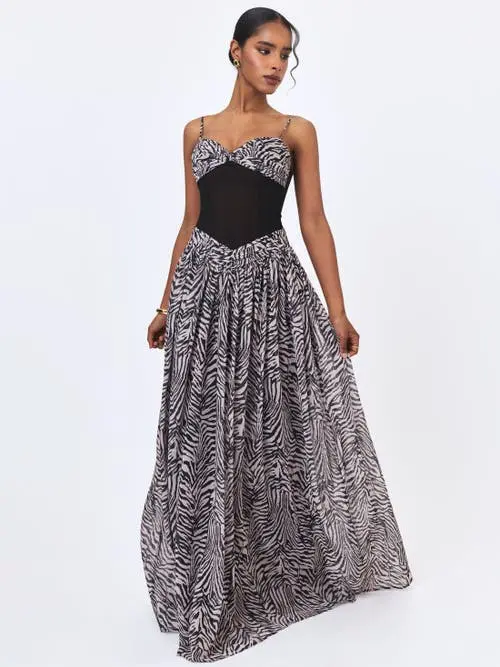 MISS CIRCLE NEW YORK Chiffon Maxi Dress - Zebra Print