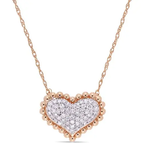 JULIANNA B. Diamond Clustered Heart Necklace 10k - Rose Gold