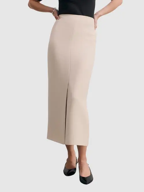 The Fold Clever Crepe Doppio Olena Pencil Skirt