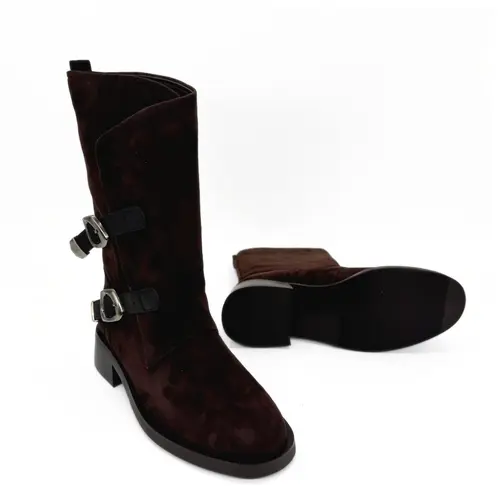 AMIE RAFA Remi Suede Moto Boots