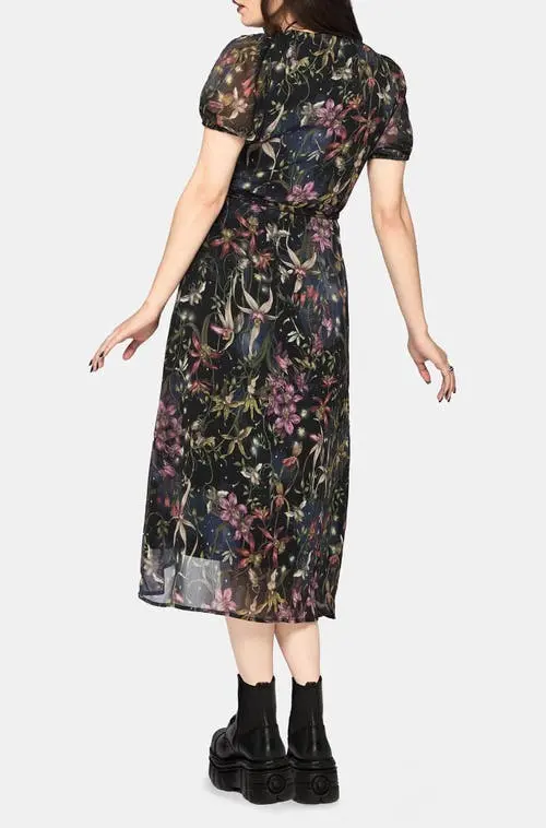 DISTURBIA Elide Orchid Wrap Midi Dress