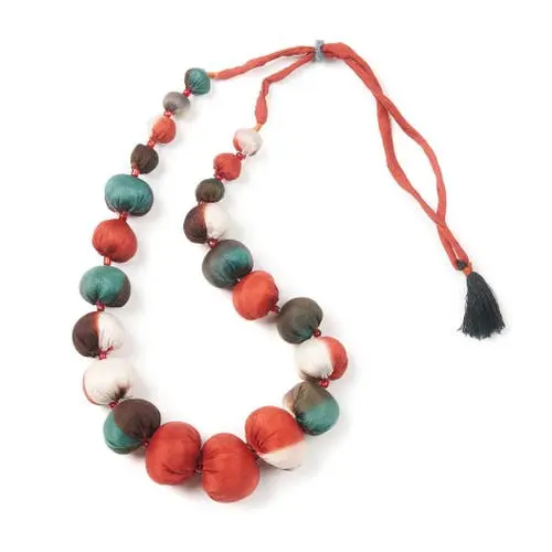 STUDIO VARIOUSLY Mihika Silk Beaded Necklace - Red