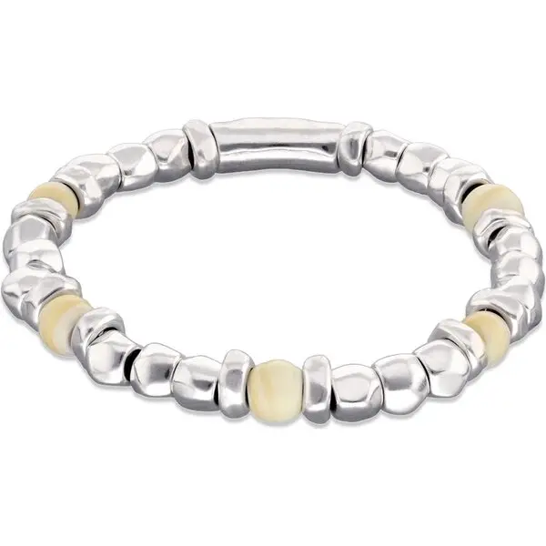UNODE50 Bracelet With Murano Glass Marfil Beads - Silver