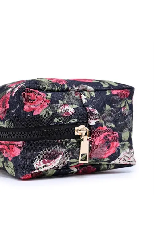URBAN ESSENTIALS Petal Play Cosmetic & Travel Organizer Pouch - Black