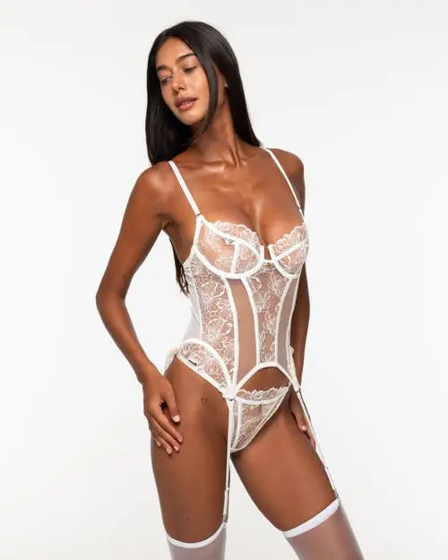 One Empire Poppy Bodysuit With Floral Embroidery And Ruffle Details