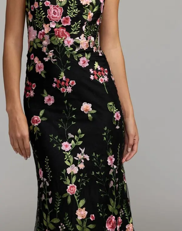 Mac Duggal One Shoulder Floral Embroidered Gown