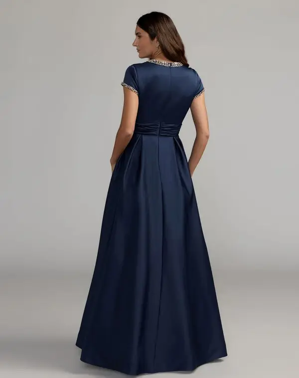 Mac Duggal Embellished Satin Ball Gown - Navy