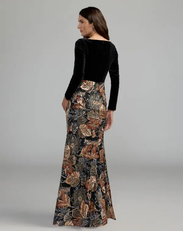 Mac Duggal Long Sleeve Velvet Gown