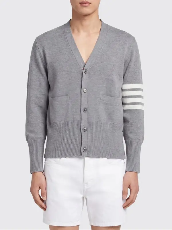 Thom Browne 4-bar V-neck Virgin Wool Cardigan