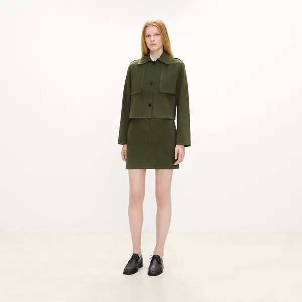 Theory Mini Trouser Skirt In Suede - Ivy