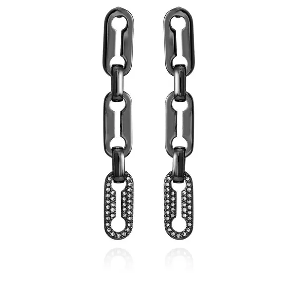 Vince Camuto Tone Link Dangle Drop Earrings - Hematite