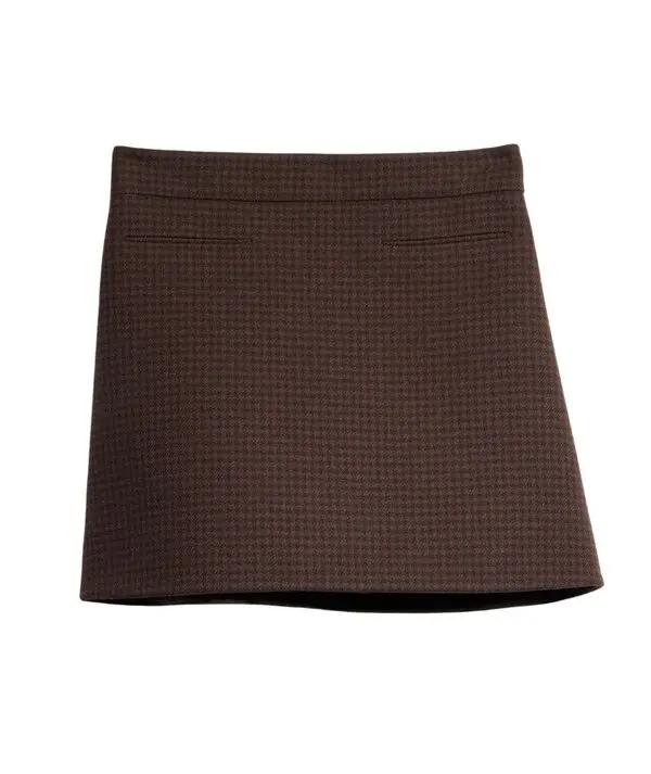 Gucci Gingham Wool Mini Skirt - Brown