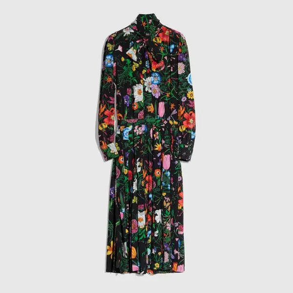 Gucci Printed Silk Crêpe De Chine Dress - Black