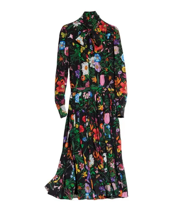 Gucci Printed Silk Crêpe De Chine Dress - Black