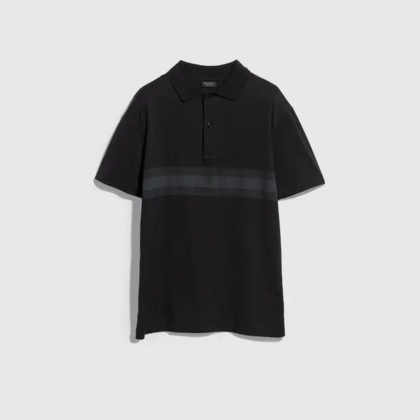 Gucci Cotton Jersey Polo Shirt With Print - Black