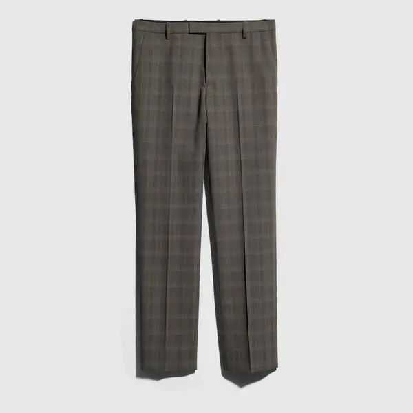 Gucci Prince Of Wales Wool Pants With Embroidery - Black
