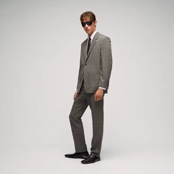 Gucci Prince Of Wales Wool Pants With Embroidery