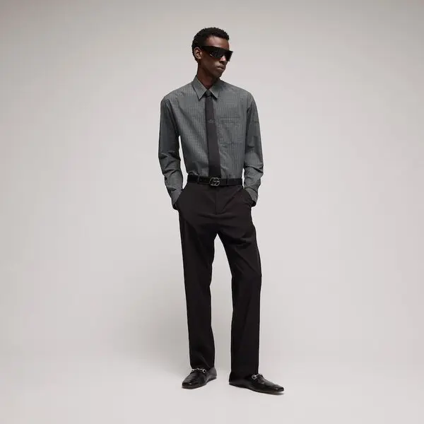 Gucci Check Cotton Lamé Shirt With Embroidery