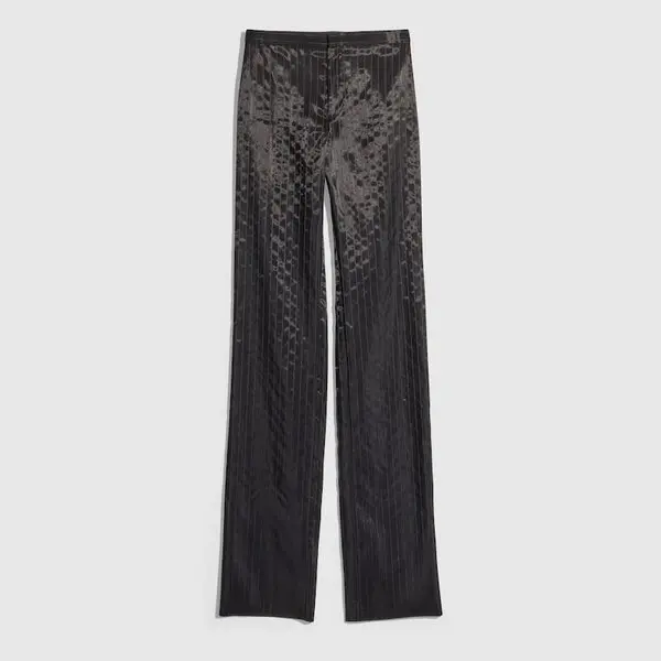 Gucci Pinstripe Wool Silk Pants - Black