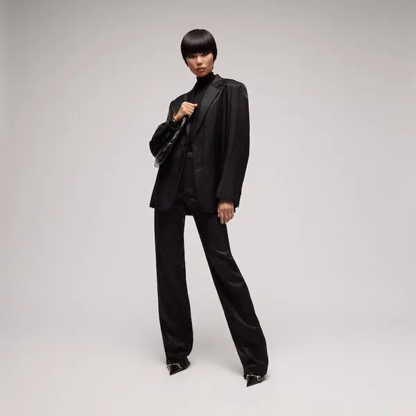 Gucci Pinstripe Wool Silk Pants