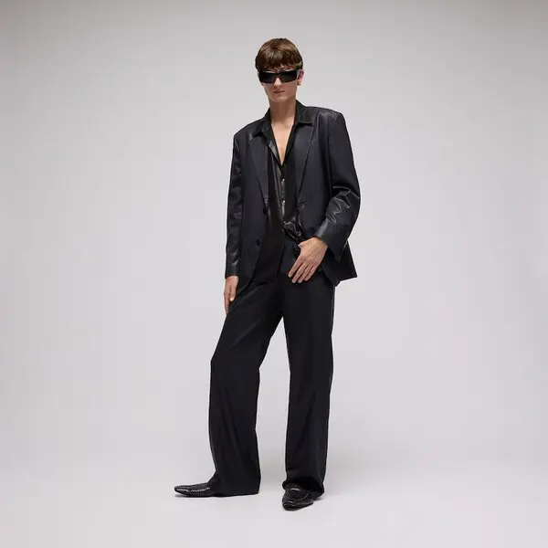 Gucci Pinstripe Chintzed Wool Blend Jacket