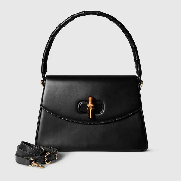 Gucci Bamboo Vendetta Medium Top Handle Bag Leather - Black