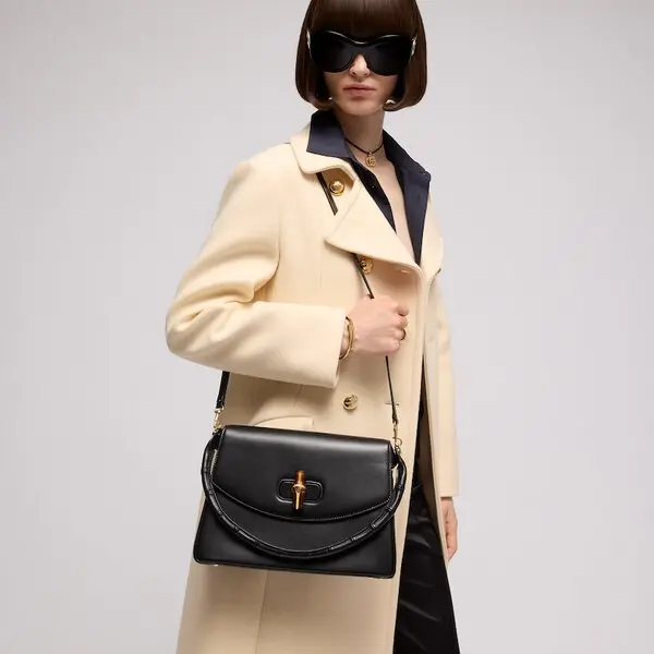 Gucci Bamboo Vendetta Medium Top Handle Bag Leather