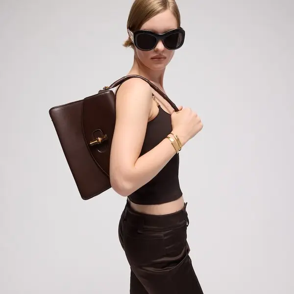Gucci Bamboo Vendetta Medium Top Handle Bag Leather