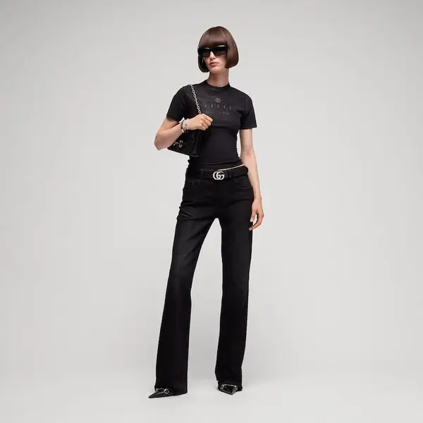 Gucci Flared Stretch Cotton Denim Pants