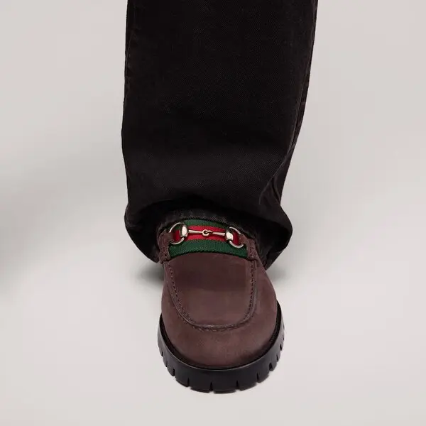 Gucci Loafer With Horsebit And Lug Sole Suede