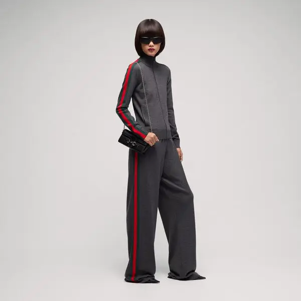Gucci Fine Wool Zip Jacket With Web