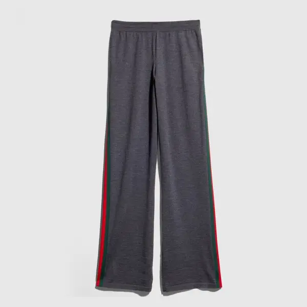 Gucci Fine Wool Leisure Pants With Web - Black