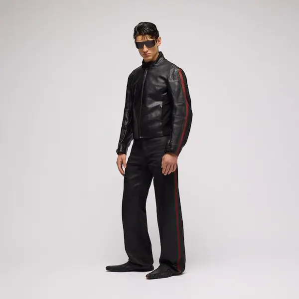 Gucci Coated Cotton Twill Denim Pants With Web