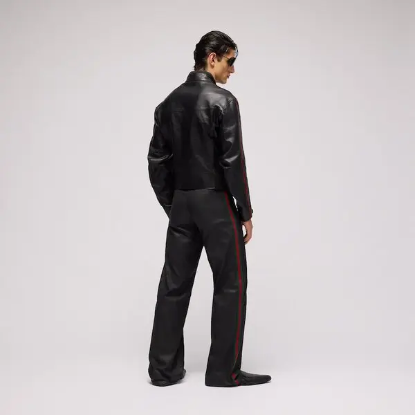 Gucci Coated Cotton Twill Denim Pants With Web
