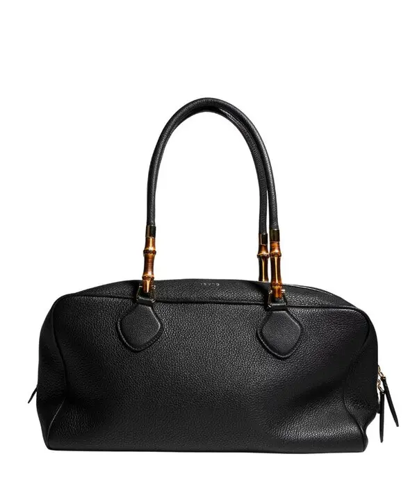 Gucci Boston Bag With Bamboo Leather Handles - Black