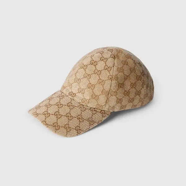 Gucci Gg Canvas Baseball Hat With Crystals - Beige
