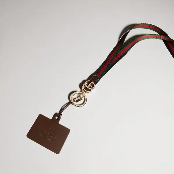 Gucci Lanyard Phone Holder With Web Nylon