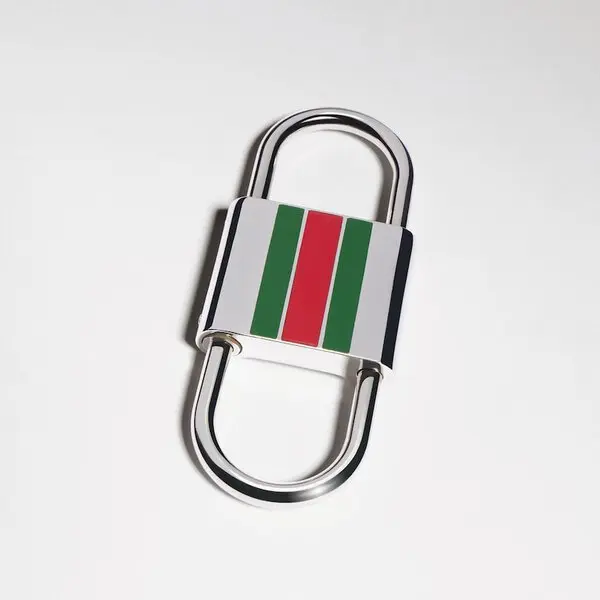 Gucci Padlock Keychain With Web Enamel