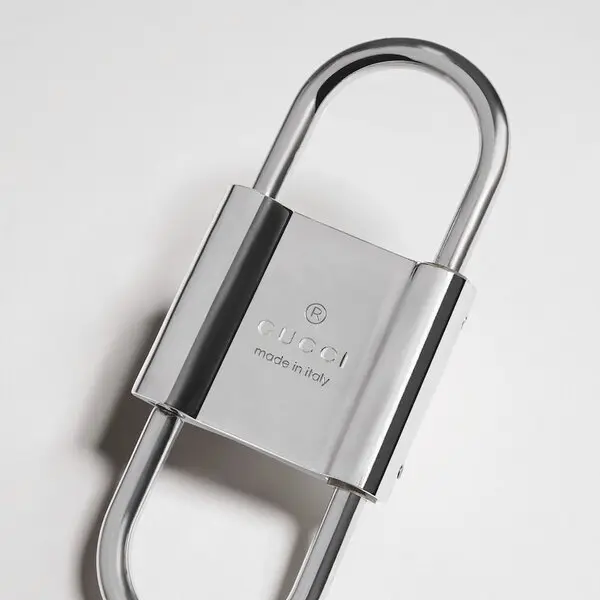 Gucci Padlock Keychain With Web Enamel