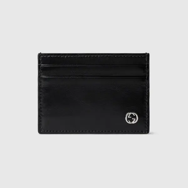 Gucci Card Case With Interlocking G Leather - Black