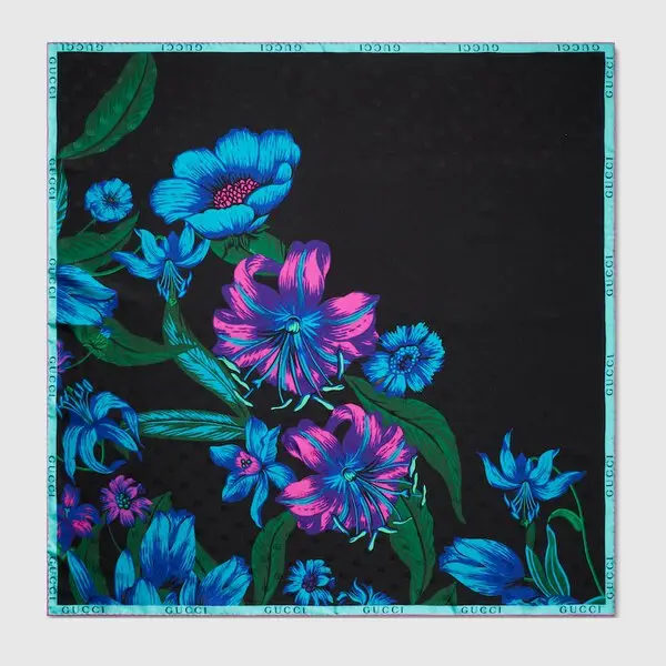 Gucci Floral Double G Silk Twill Carr